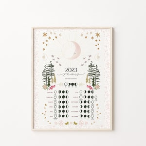 Instant Download 2023 Lunar Calendar, Printable Gift, Moon Calendar 2023, Home Decor, Printable ...