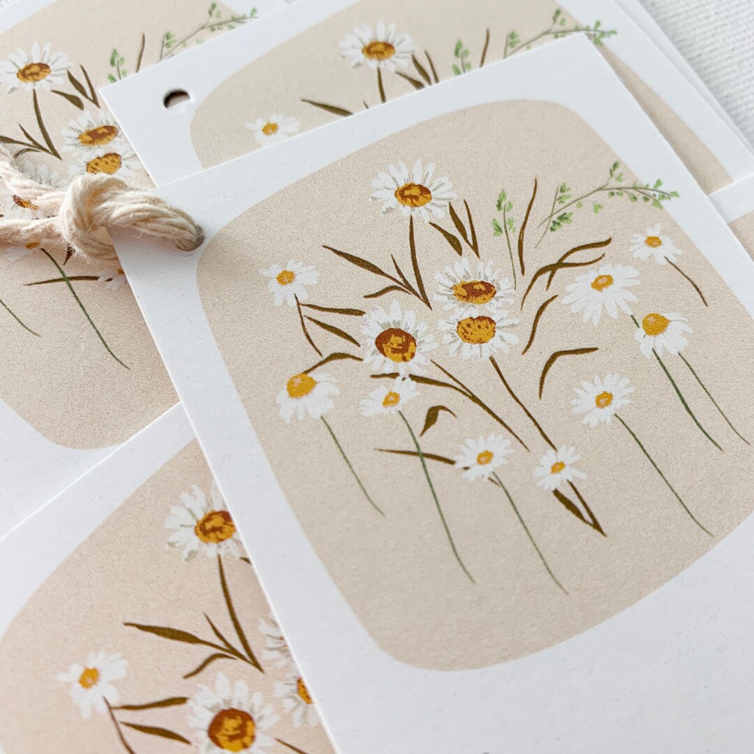 Daisies Floral Gift Tag Set, Holiday New Year Gift Tag, Pretty Gift Tag ...