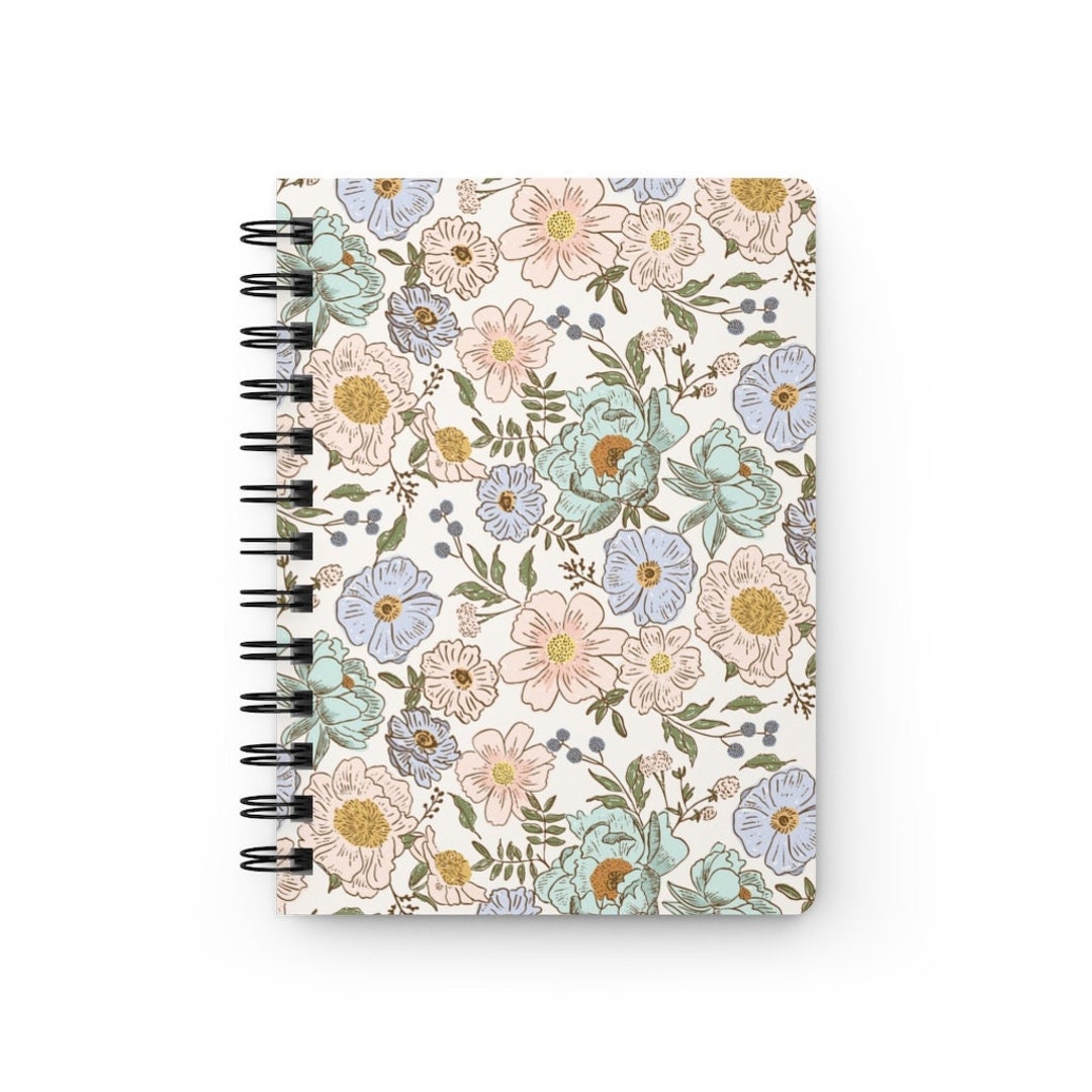 Blue Floral Cover Spiral Bound Journal | Notebook | Wire Bound Notebook ...