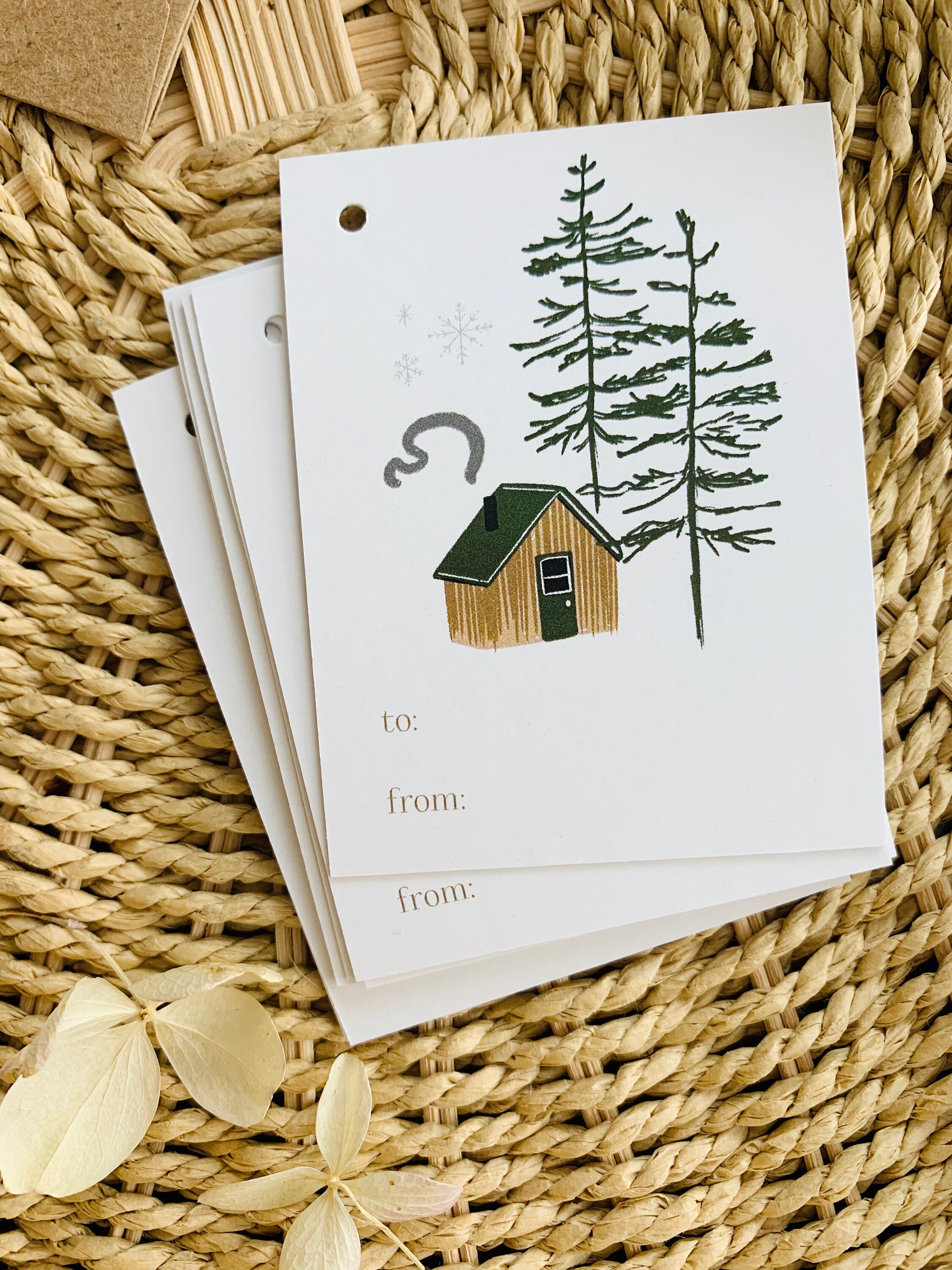 COZY CABIN Gift Tag Set Holiday Gift Tag Pretty Gift Tag Set - Etsy