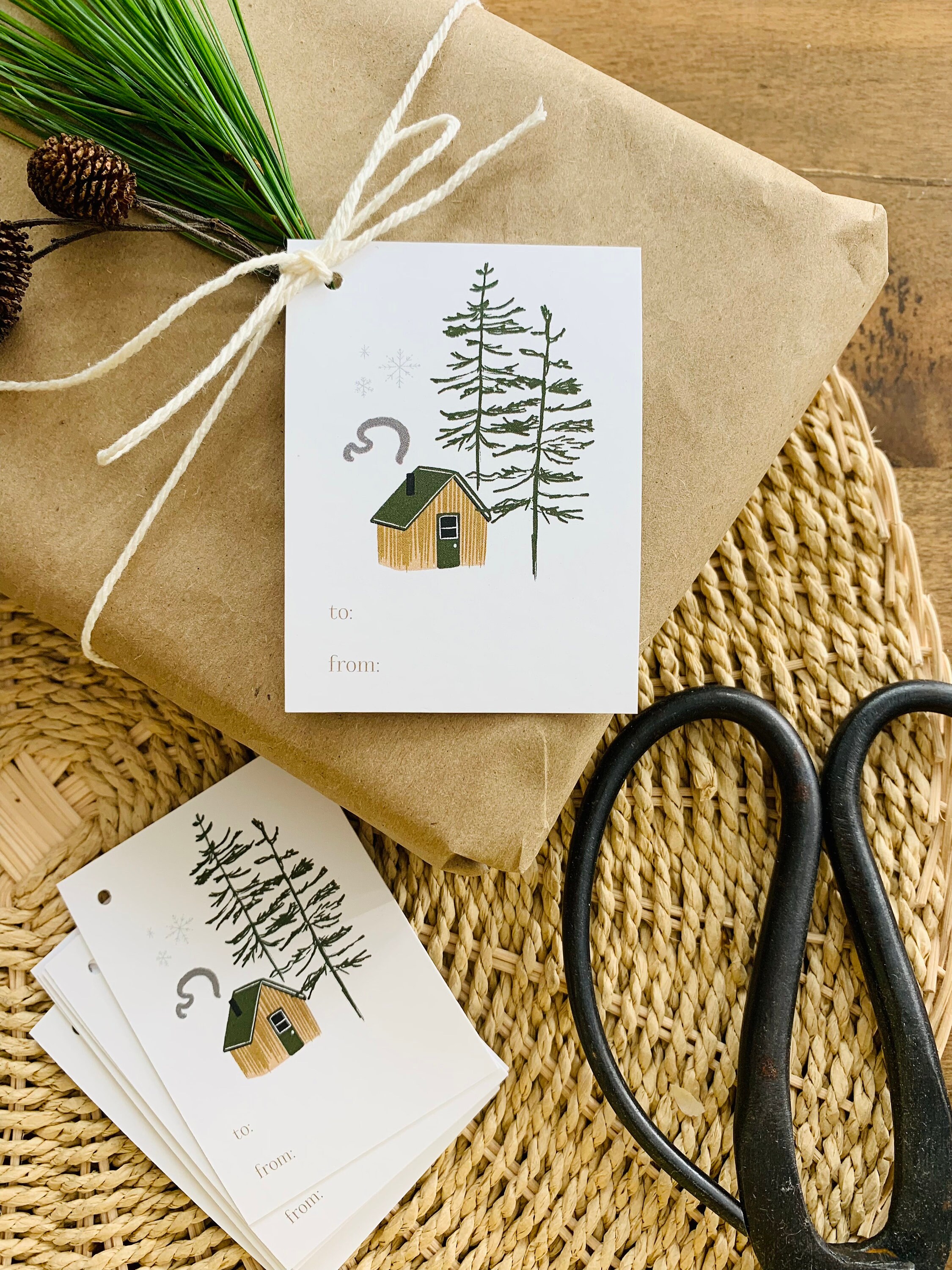 COZY CABIN Gift Tag Set Holiday Gift Tag Pretty Gift Tag Set - Etsy
