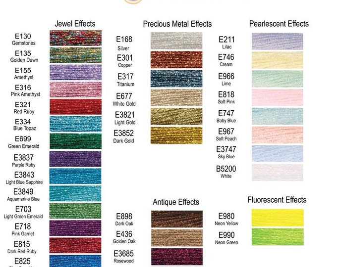 DMC Light Effects Floss Choose Your Colors and Quantity Metallic, Gold ...