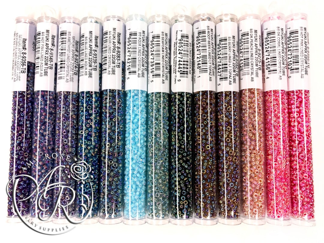 8/0 Lined Glossy AB Seed Beads - Japanese Miyuki Glass - 22 Gram Tube ...