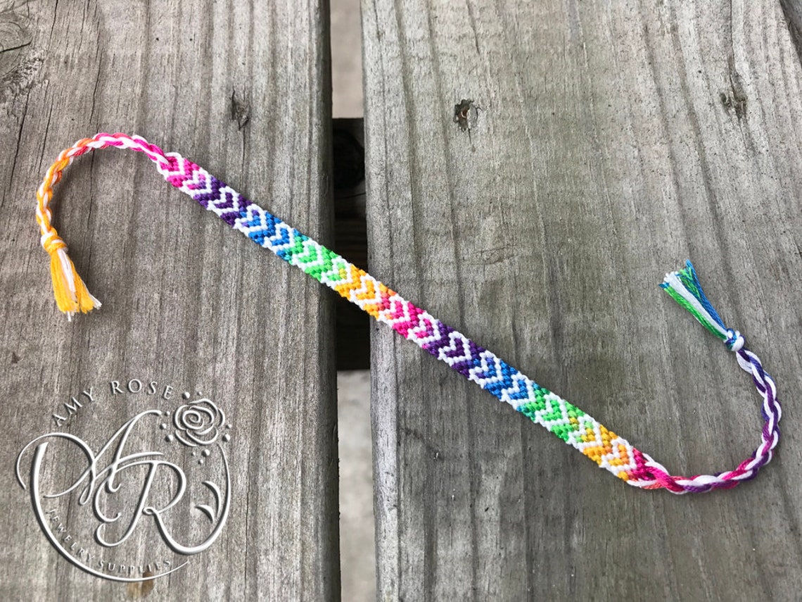 Rainbow Heart Friendship Bracelet Adjustable - Etsy