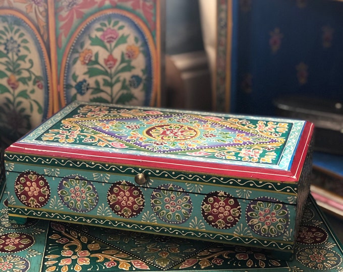 Hand Painted Wooden Box Indian Boho Hippy Storage One off Sale Price - Etsy