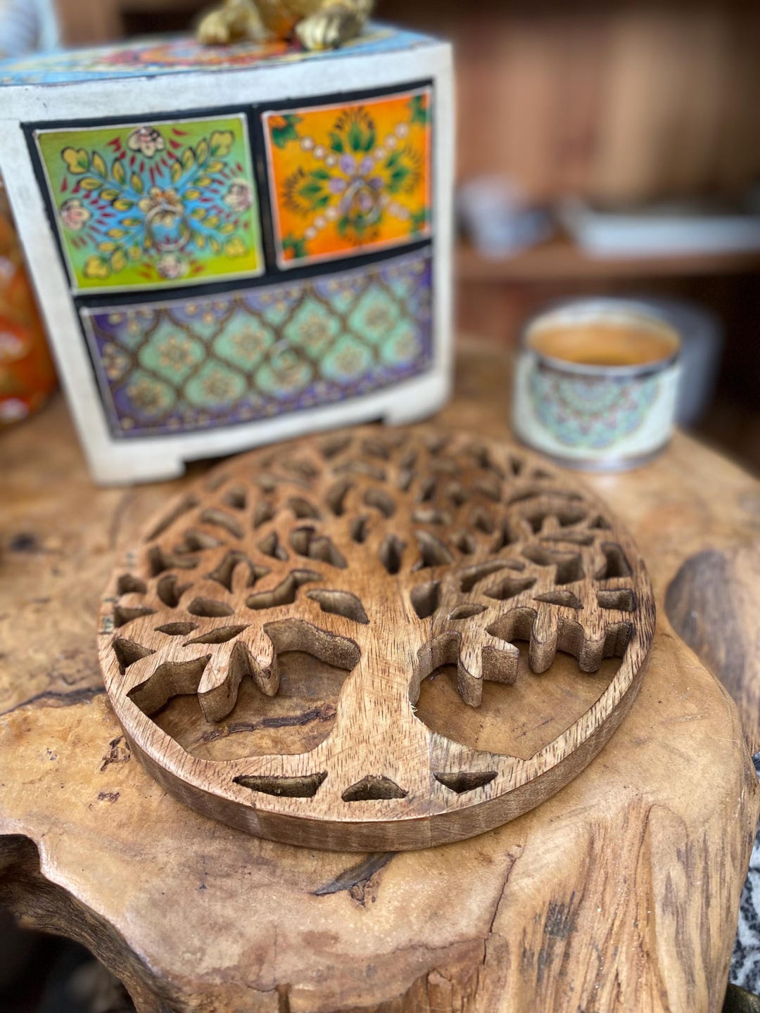 Tree of Life Wooden Trivet Pot Stand - Etsy