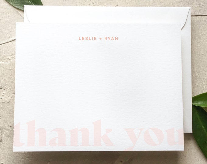 Custom Thank You Notes, Modern Personalized Couples Stationery for ...