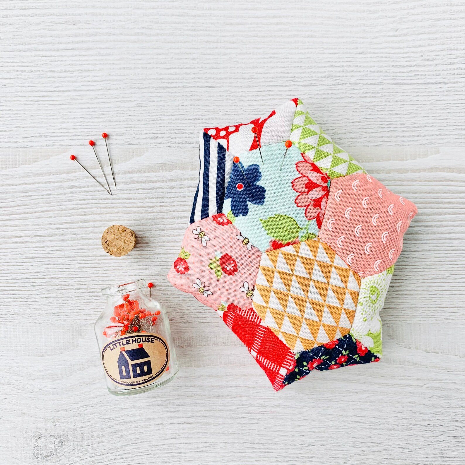 Honeycomb Hand Sewn Patchwork Hexagon Pin Cushion - Etsy
