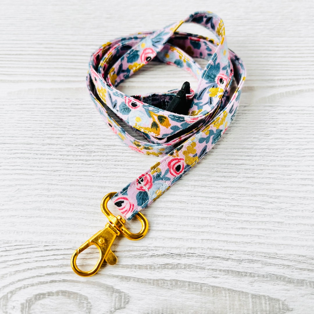 Lanyard With Safety Clasp - Rifle Paper Co - Rosa Violet and Gold - Etsy