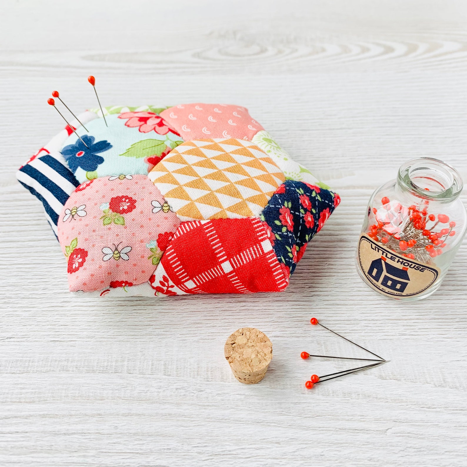 Honeycomb Hand Sewn Patchwork Hexagon Pin Cushion - Etsy