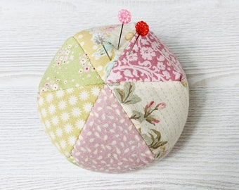Liberty Fabric Lavender Scented Hand Sewn Patchwork Hexagon Pin Cushion Filled With Crushed ...