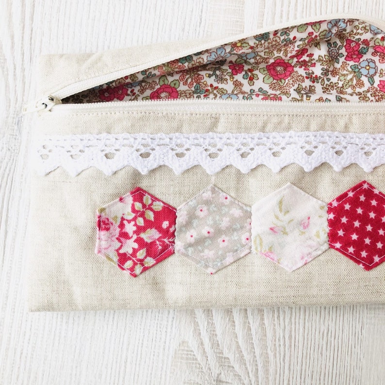 Patchwork Pencil Case Zip up Pouch Organizer | Etsy