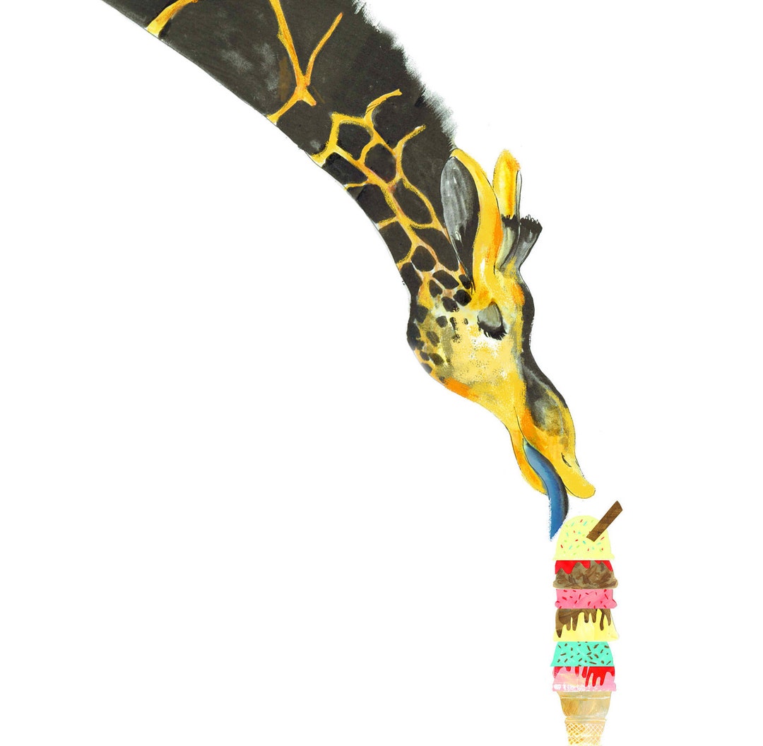 Ice Cream Giraffe Blank Greetings Card - Etsy UK