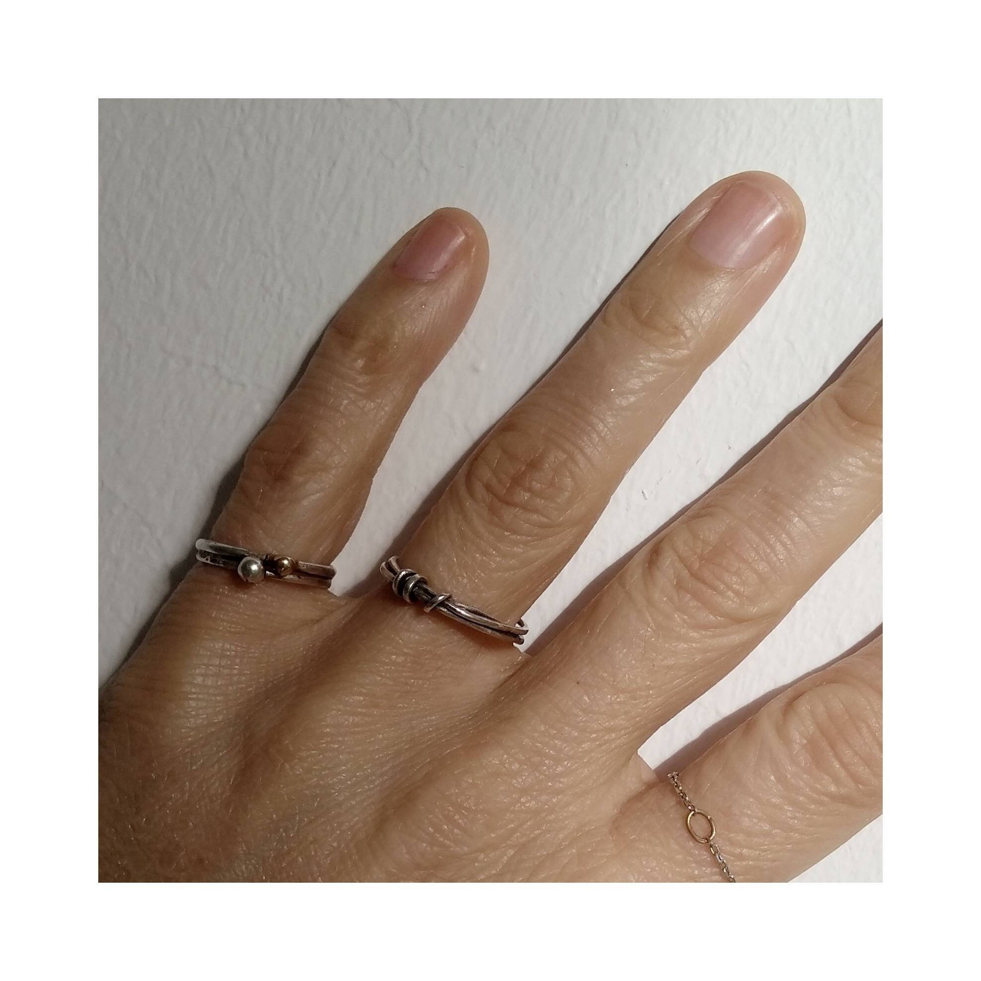 Set of Three Sterling Silver Rings Joined Together . Stacking - Etsy ...