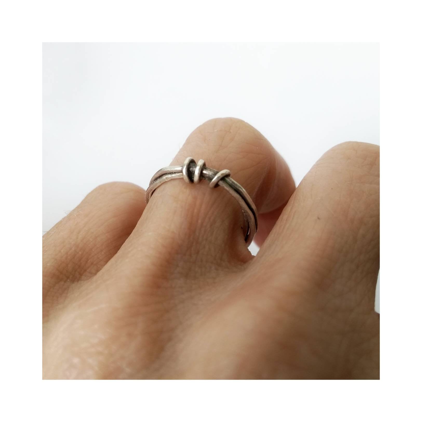 Set of three sterling silver rings joined together . Stacking | Etsy