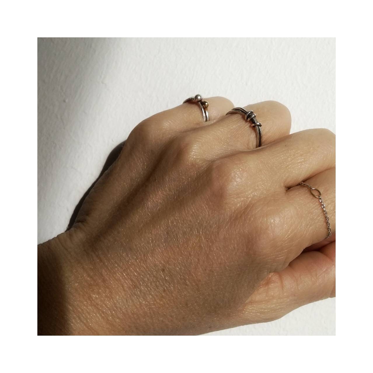 Set of three sterling silver rings joined together . Stacking | Etsy