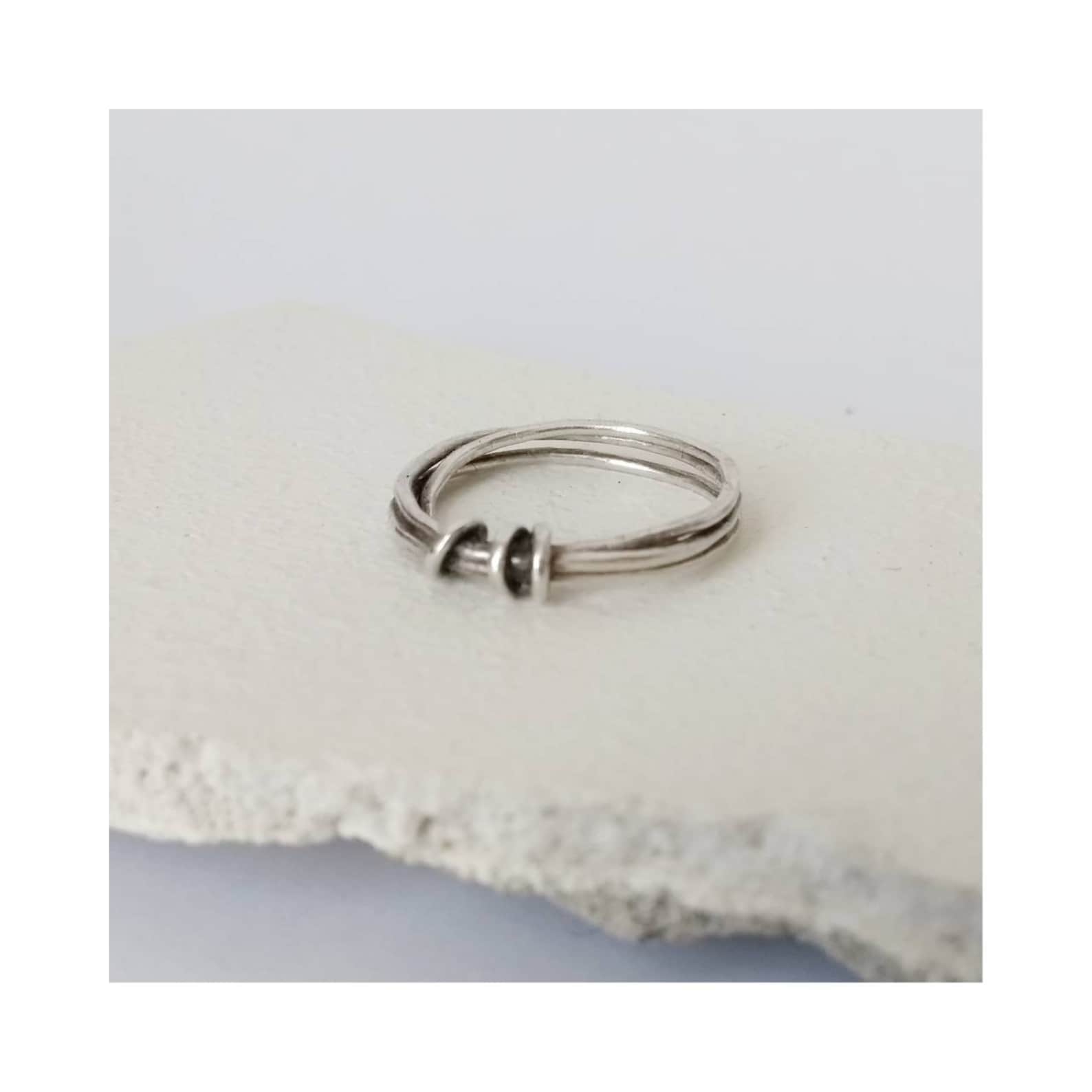 Set of Three Sterling Silver Rings Joined Together . Stacking - Etsy ...