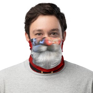 Santa Claus White Beard | Christmas Costume Neck Gaiter, Washable and ...