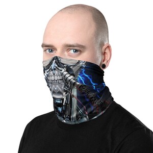Cyborg Neck Gaiter, Robot Android Realistic Design Face Mask, Reusable ...