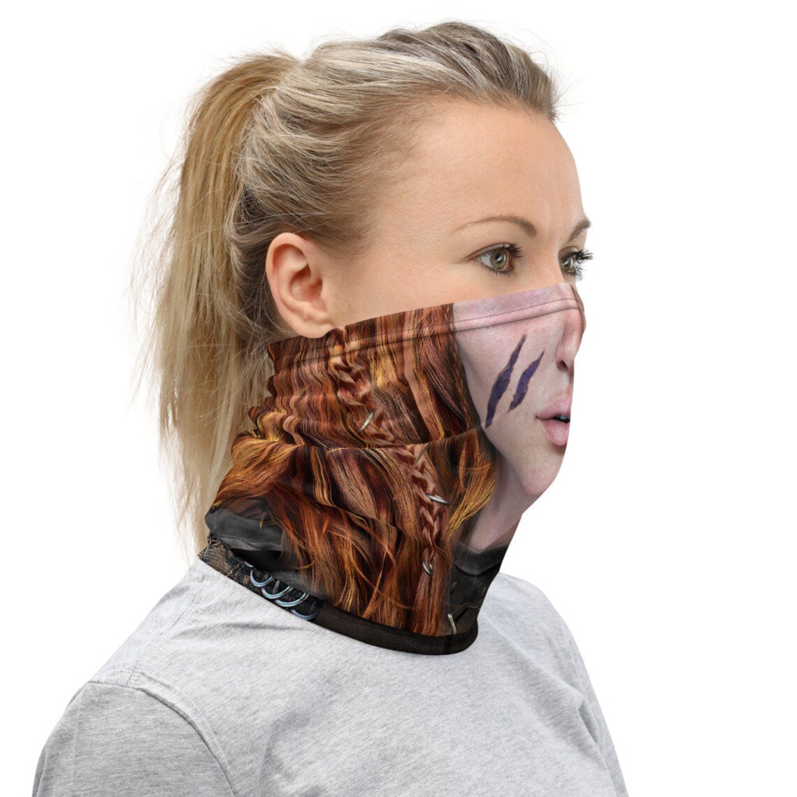 Viking Face Mask Shield Maiden Face Mask Realistic Female - Etsy