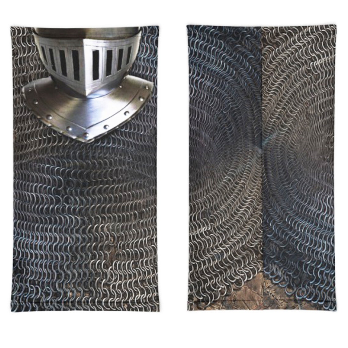 Black Knight Armor Face Mask & Chainmail Realistic Design Neck Gaiter ...