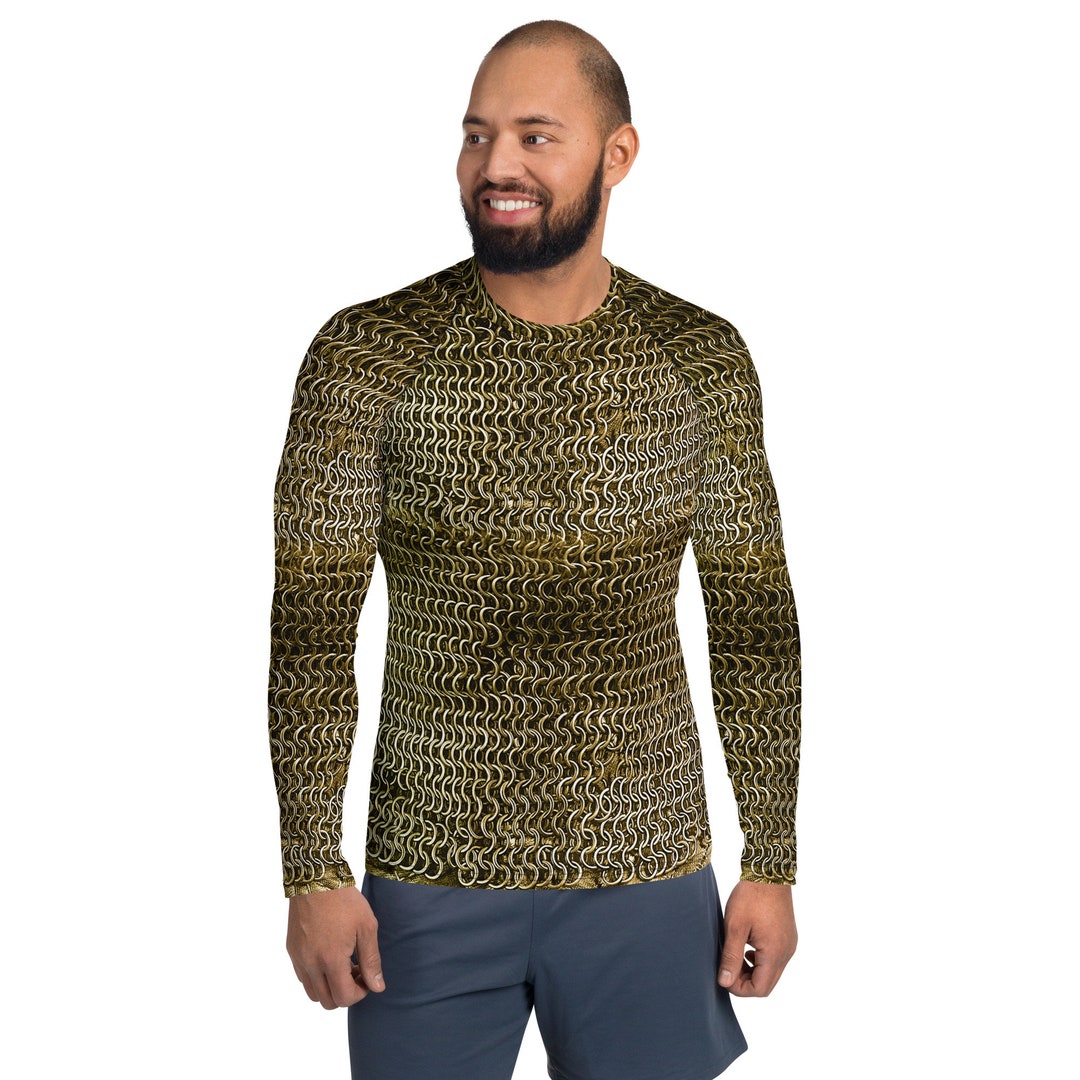 Golden Chainmail Armor Cloth Print Men's Long Sleeve Shirt - Etsy