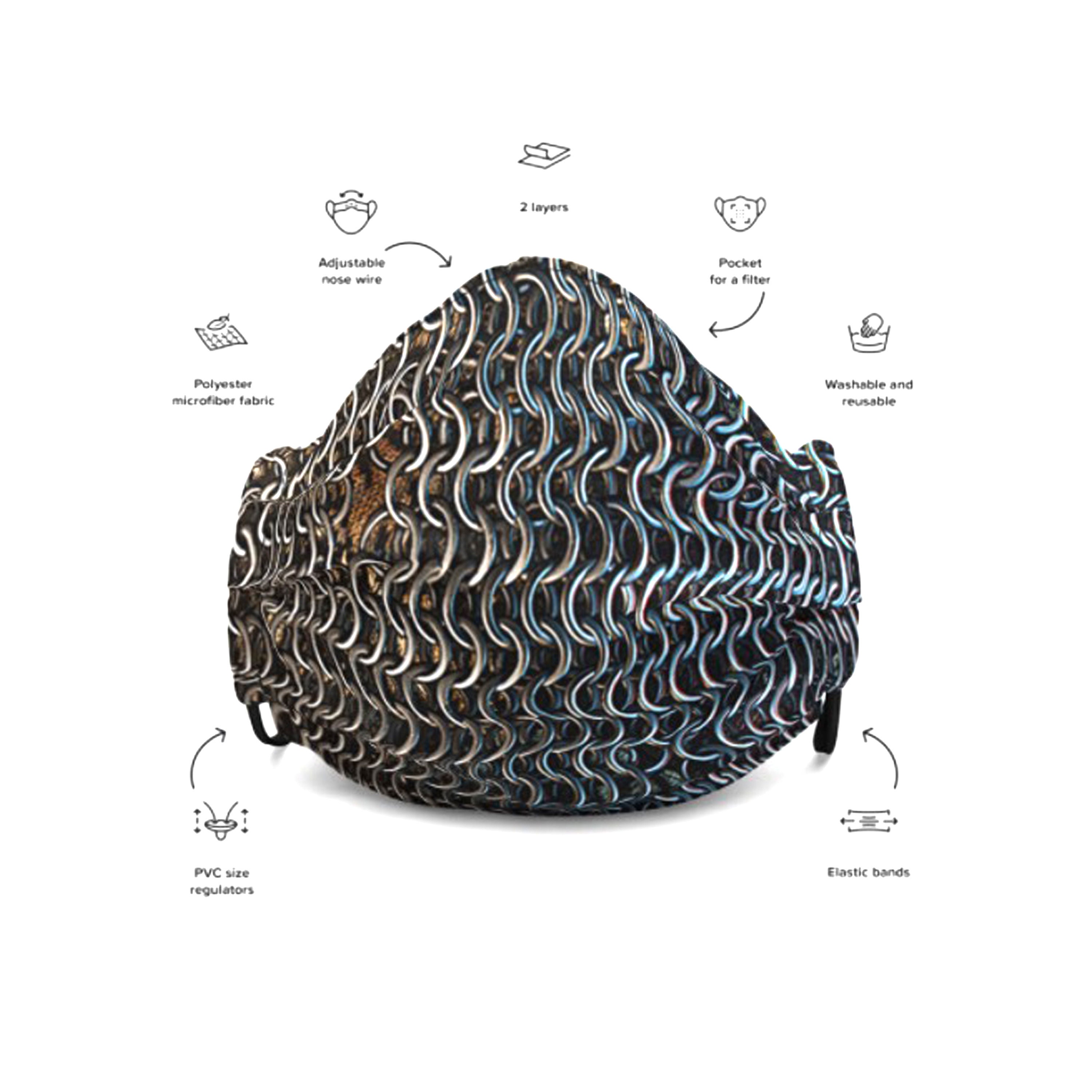 Chainmail Armor Face Mask 3D Realistic Print PREMIUM Face | Etsy
