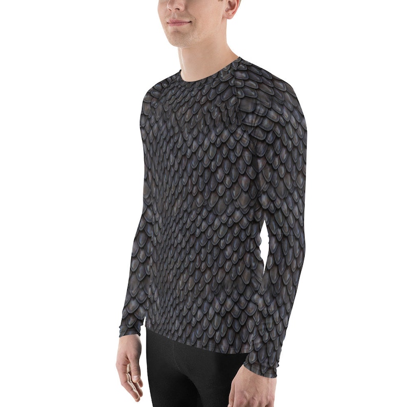 Black Dragon Scale Goblin Armor Cloth Print Men's Rash Guard - Etsy