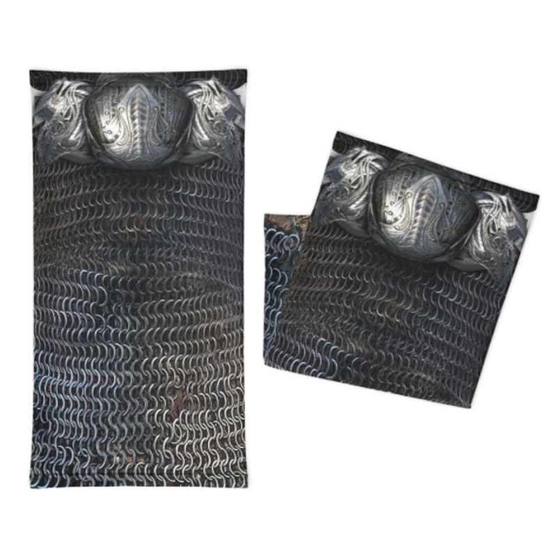 Shadow Knight Armor Face Mask & Chainmail Realistic Design Neck Gaiter ...