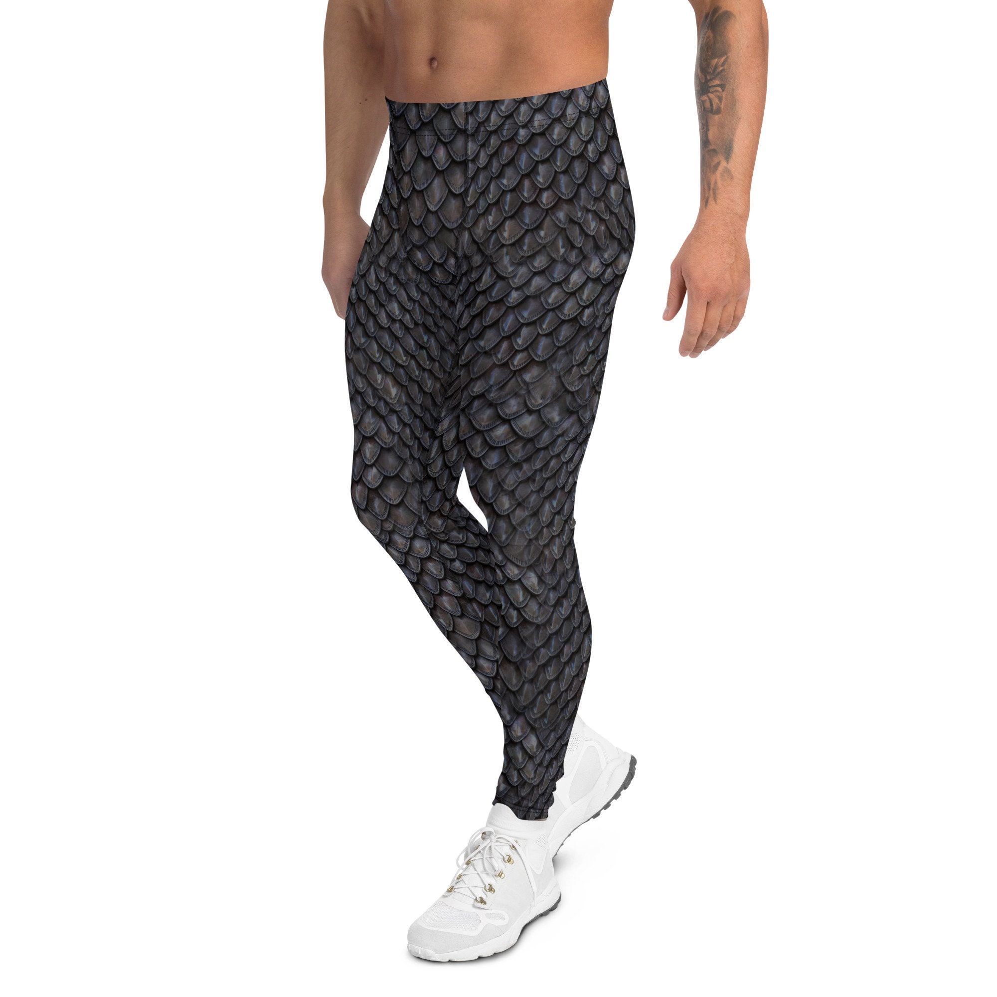 Black Dragon Scale Goblin Armor Cloth Print Men's Leggings - Etsy