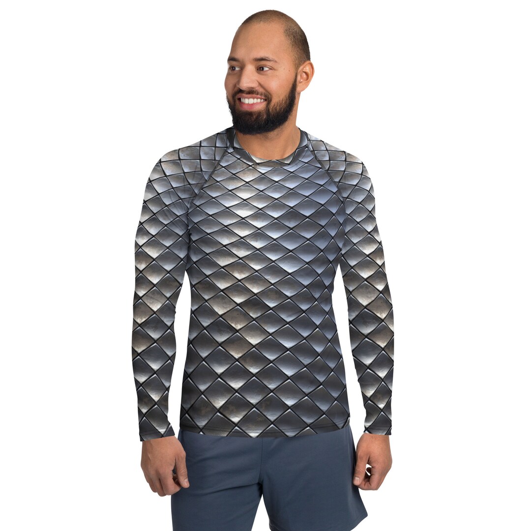 Metal Mesh Armor Cloth Print Men's Rash Guard - Etsy