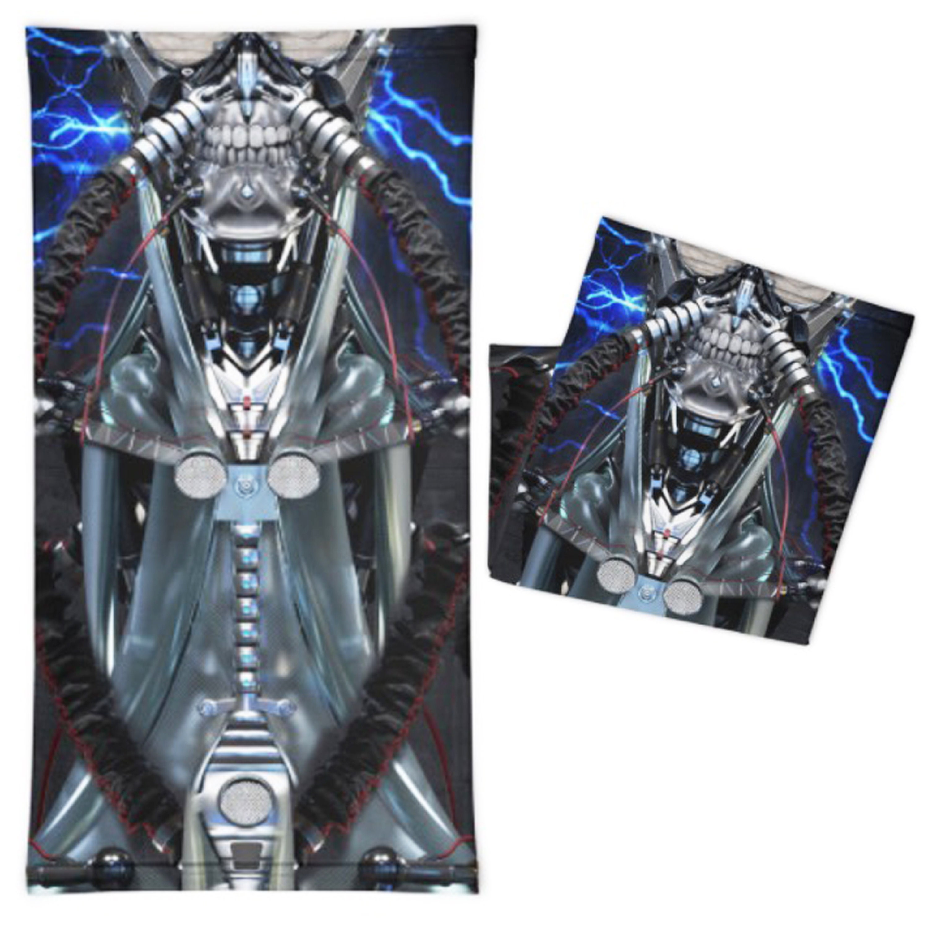 Cyborg Neck Gaiter, Robot Android Realistic Design Face Mask, Reusable ...
