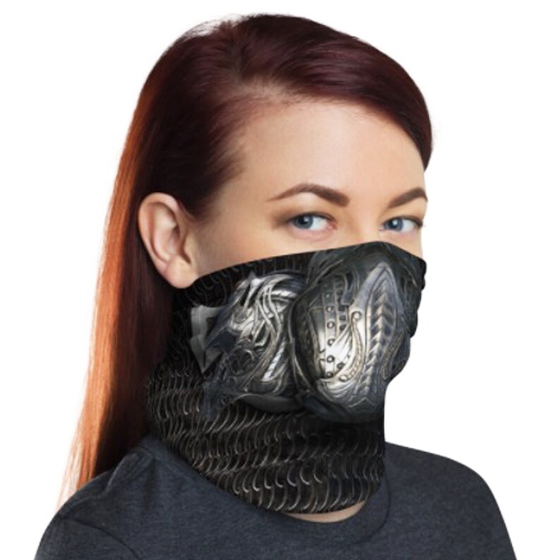 Shadow Knight Armor Face Mask & Chainmail Realistic Design Neck Gaiter ...