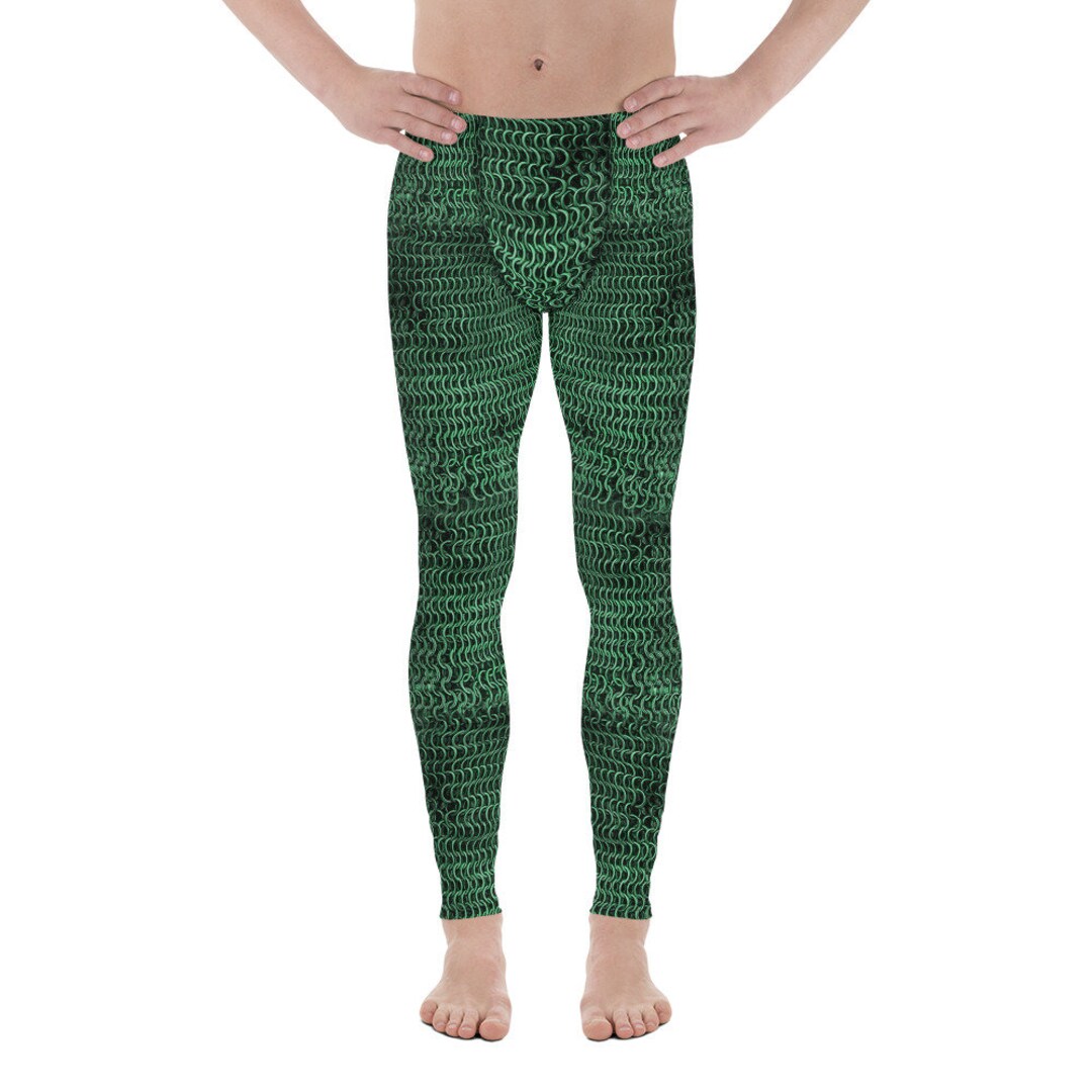 Green Chainmail Cloth Print Design Men's Leggings - Etsy