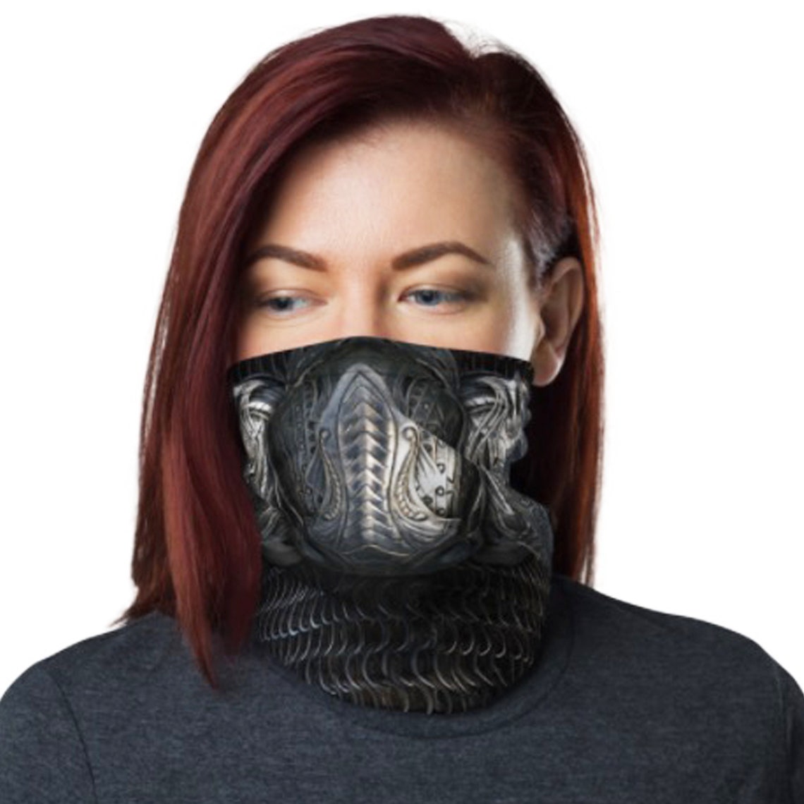 Shadow Knight Armor Face Mask & Chainmail Realistic Design Neck Gaiter ...
