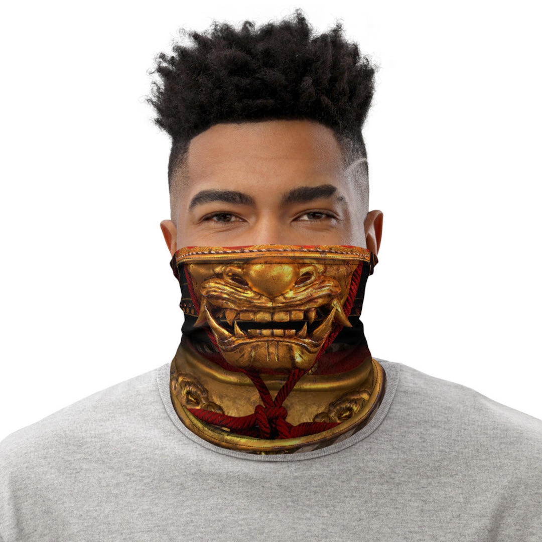 Samurai Warrior Mask Realistic Design Neck Gaiter - Etsy