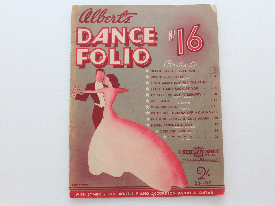 VINTAGE Australian Song-sheet 1944 Albert's Dance Folio No. 16 - Etsy
