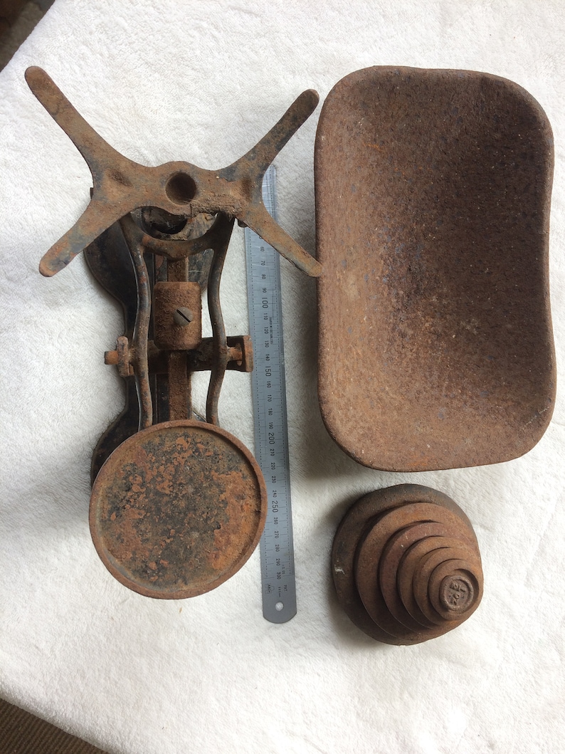 Antique Cast Iron OK Balance Scales - 'domestic Use Only' With Imperial ...