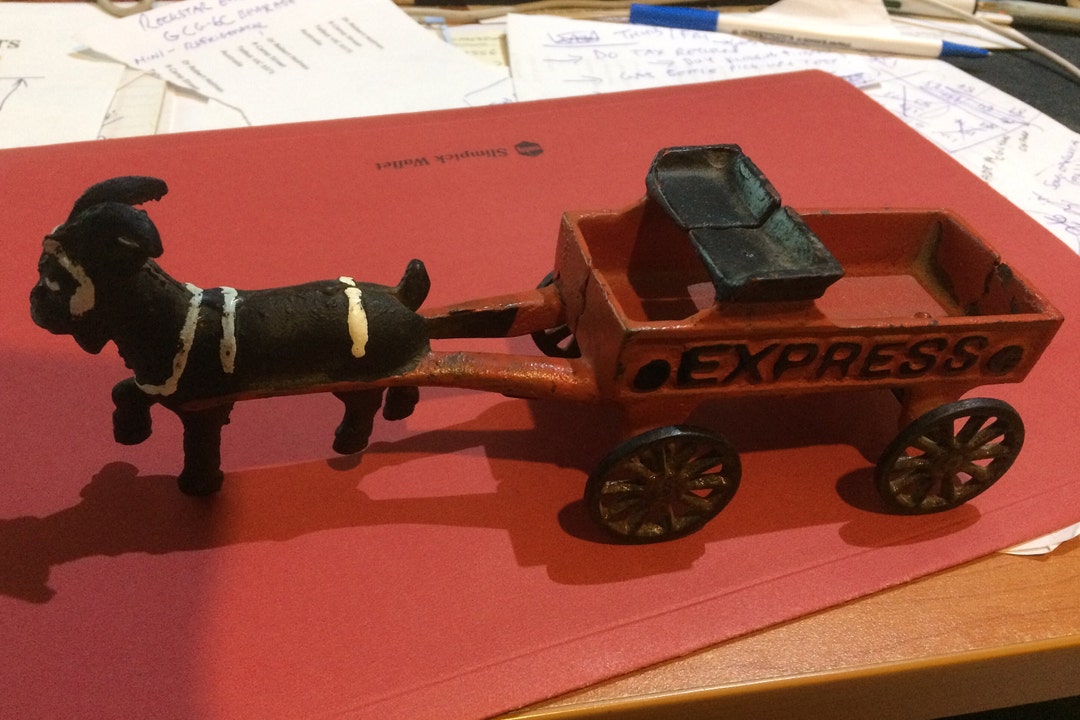 VINTAGE CAST IRON Goat and Wagon 1950's - Etsy