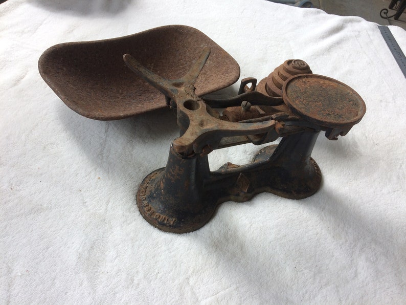 Antique Cast Iron OK Balance Scales - 'domestic Use Only' With Imperial ...