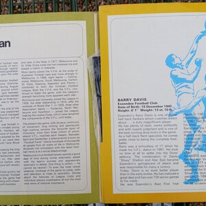 VFL Champions Souvenir Barry Davis of Essendon/north Melbourne Ampol ...