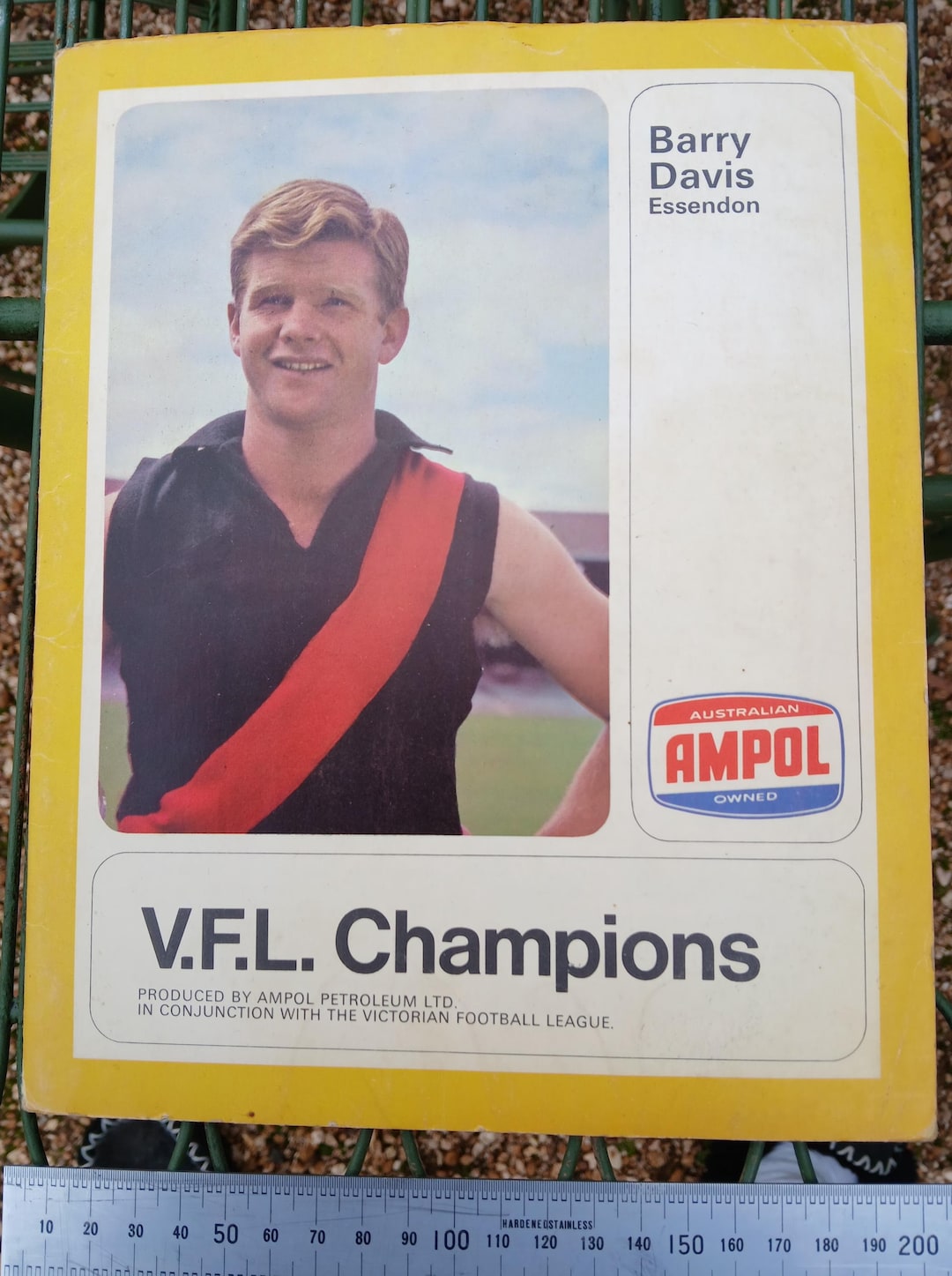 VFL Champions Souvenir Barry Davis of Essendon/north Melbourne Ampol Issue 1968 - Etsy