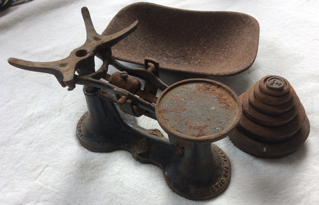 Antique Cast Iron OK Balance Scales - 'domestic Use Only' With Imperial ...