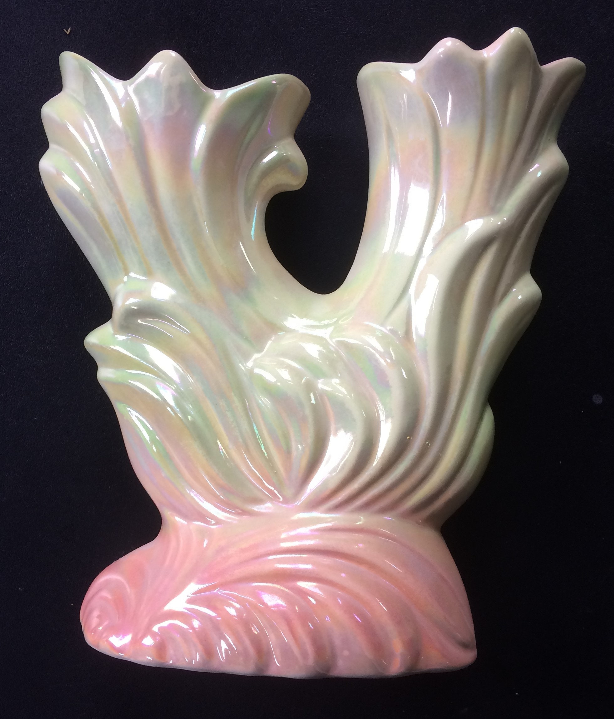 Australian Vintage PATES Pottery - Double VASE Lusterware Pink Yellow ...