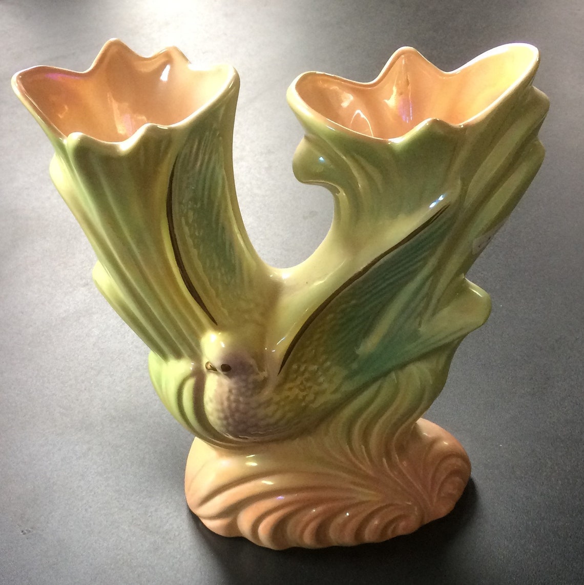 Australian Vintage PATES Pottery - Double VASE Lusterware Pink Yellow ...