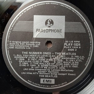 The BEATLES - the Number Ones - Australian Issue 1983 Vinyl LP Near ...