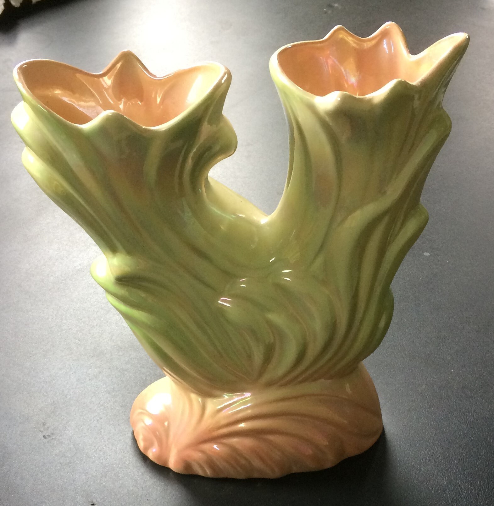 Australian Vintage PATES Pottery - Double VASE Lusterware Pink Yellow ...