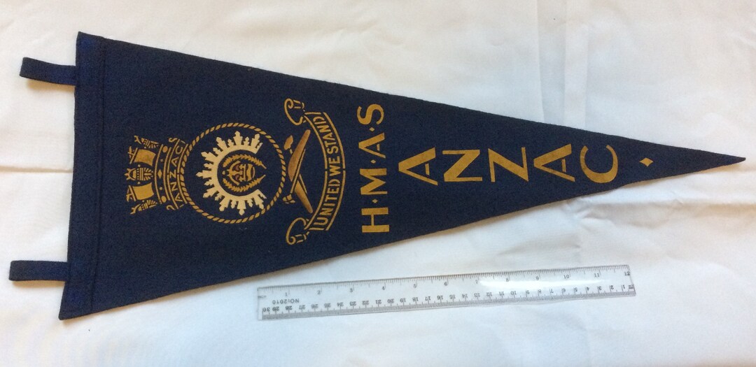 Vintage Australian Ship Felt Pennant HMAS ANZAC - Etsy