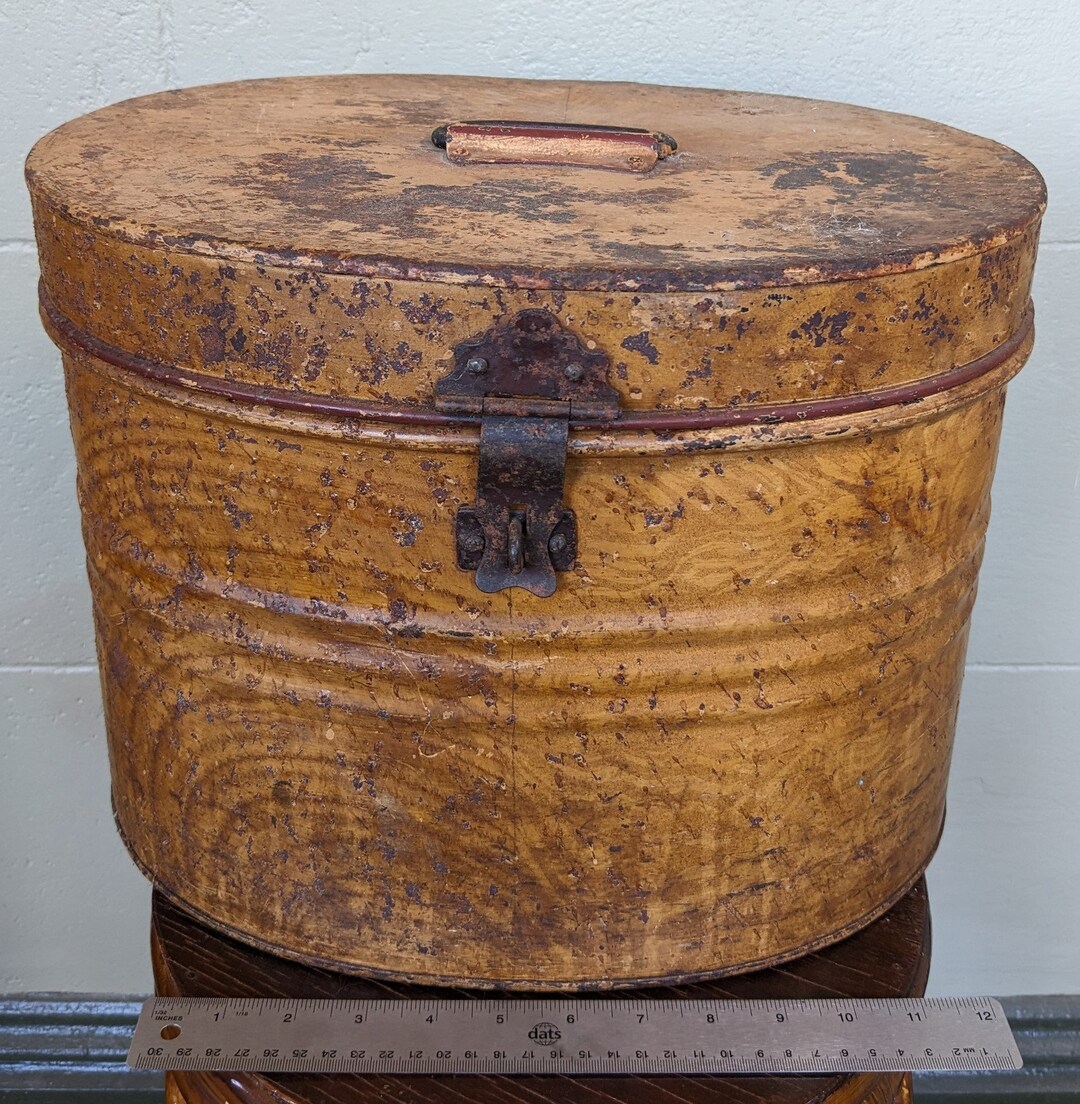 Antique Tin HAT BOX 19th Century English Large Size - Etsy Australia