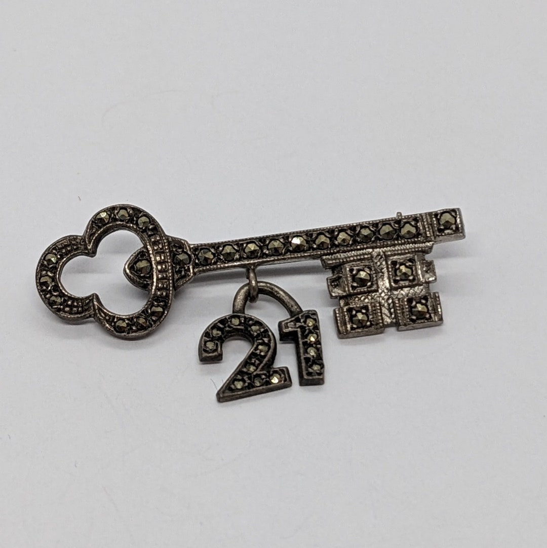 Vintage Sterling Silver Marcasite "21st Birthday" Key to the Door ...